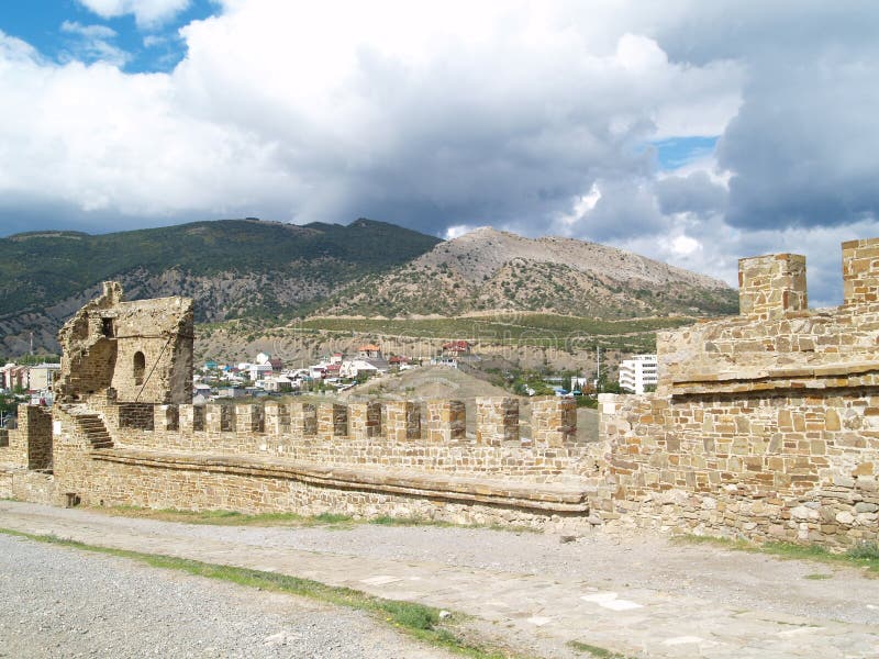 Fortress in Sudak stock image. Image of ruins, stones - 34101331