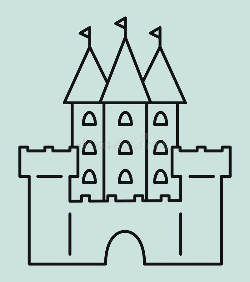 Fortress with Towers in Outline Style. Stock Vector - Illustration of ...