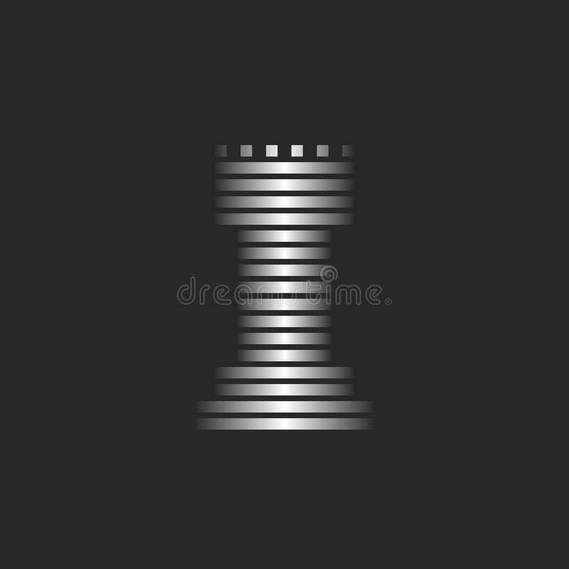 Fortress Watchtower Logo 3d Effect Line Art from Metallic Gradient ...