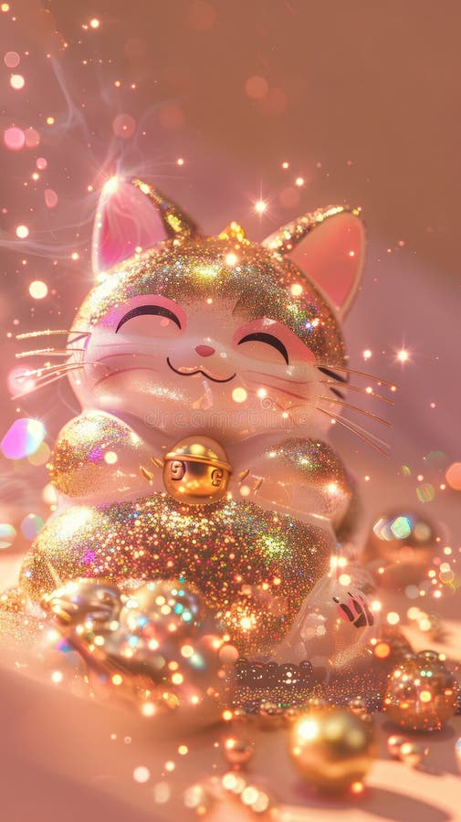 Fortune Cat Body with Gold, in the Style of Glitter and Diamond Dust ... Fortune Cat Body with Gold, in the Style of Glitter and Diamond Dust ...
