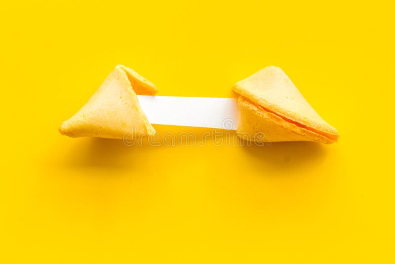 Fortune Cookie - Broken Piece with Prediction Inside - on Yellow ...