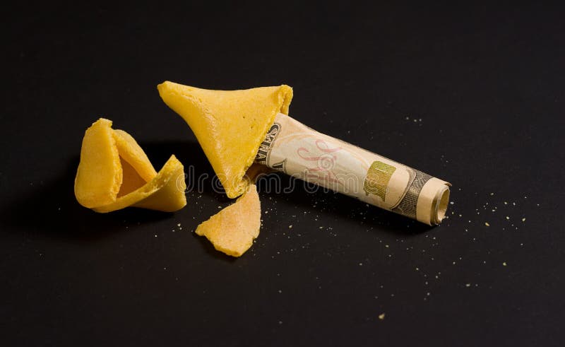 Fortune Cookie with Money stock photo. Image of open - 11628272