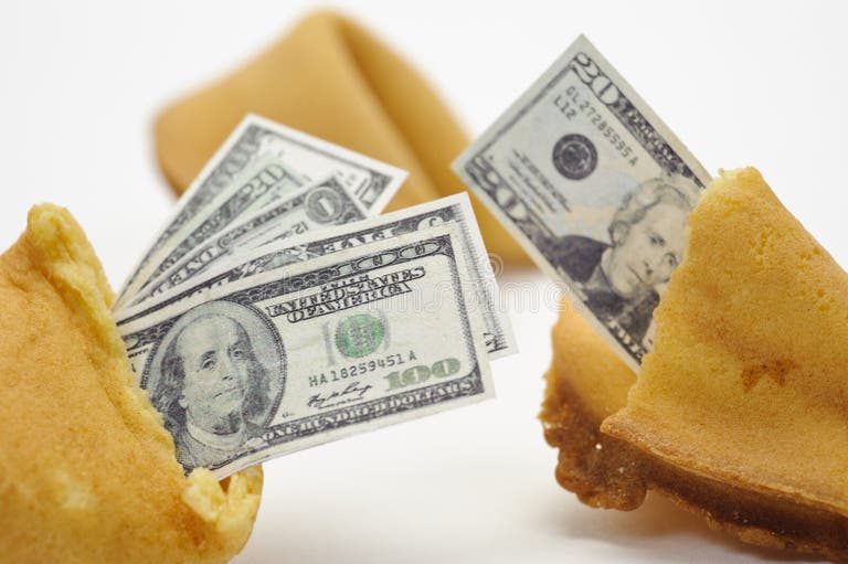 Fortune cookie with money stock image. Image of dollar - 16400643