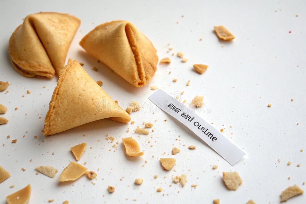 Fortune Cookie with Prediction Inside on White Background Stock ...