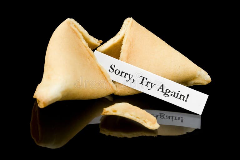 Fortune Cookie: Sorry, Try Again! Stock Photo - Image of cookie ...