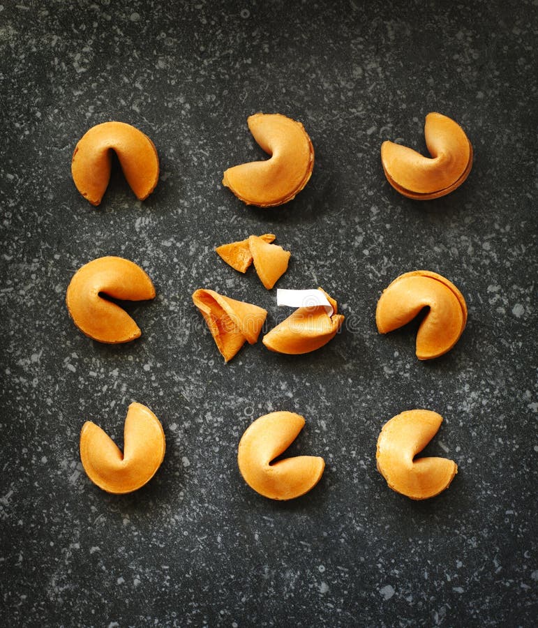Fortune Cookies, One Cookie is Cracked Stock Image - Image of message ...