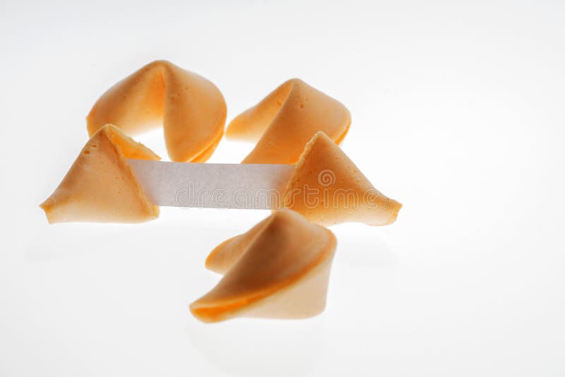 Fortune Cookies with White Blank Paper. Isolated Stock Image - Image of ...