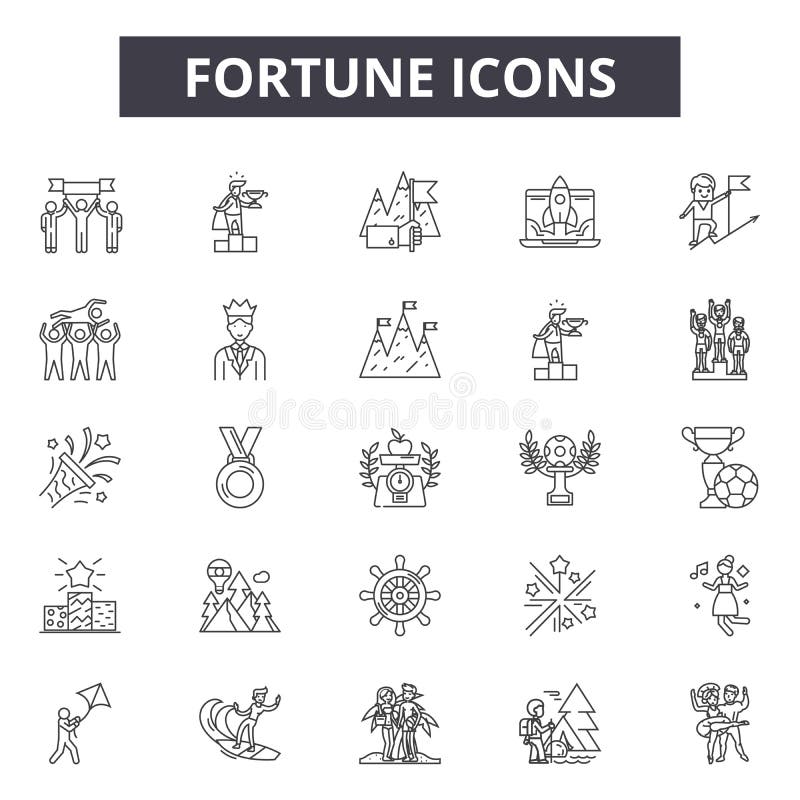 Fortune Line Icons for Web and Mobile Design. Editable Stroke Signs ...