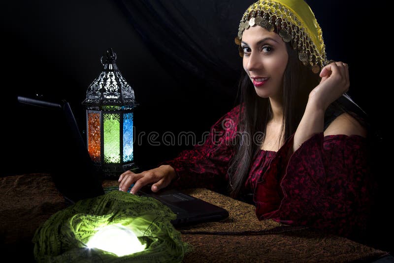 Fortune Teller with Astrology Website Stock Image - Image of forecast ...