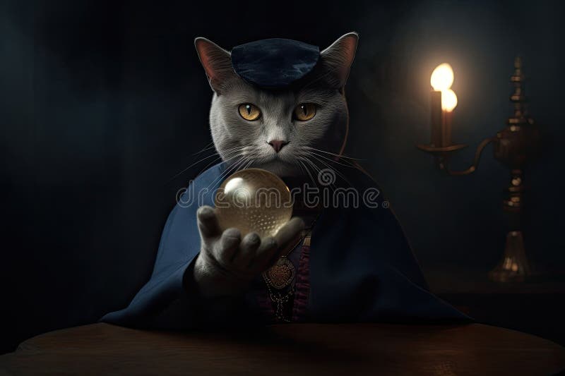 A Fortune Teller Cat with a Magic Crystal Ball. Generative AI Stock ...