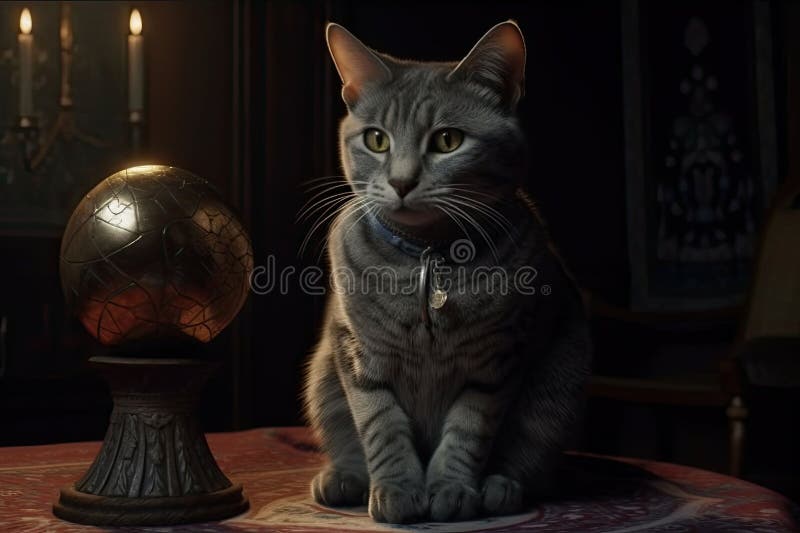 A Fortune Teller Cat with a Magic Crystal Ball. Generative AI Stock ...