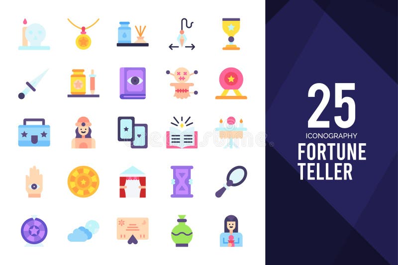 25 Fortune Teller Flat Icon Pack. Vector Illustration Stock Vector ...