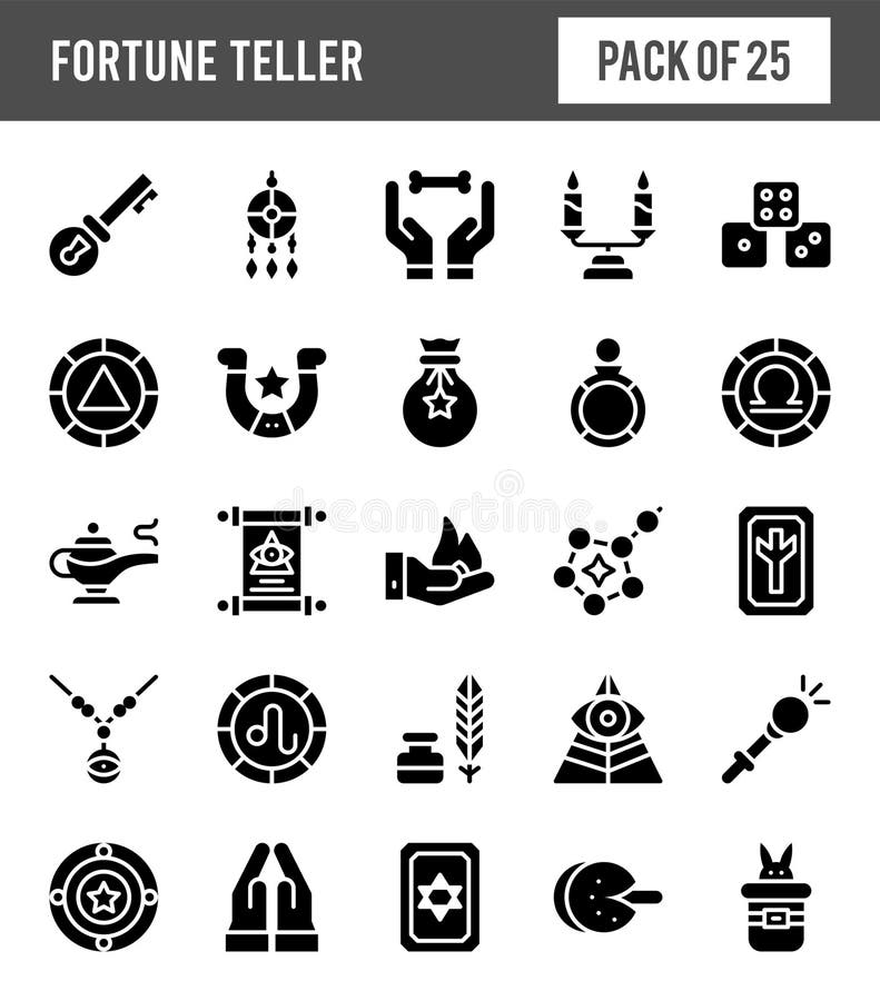 25 Fortune Teller Glyph Icon Pack. Vector Illustration Stock Vector ...