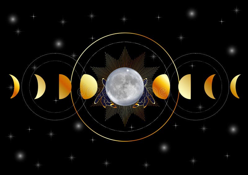 Fortune Teller Holding the Full Moon Stock Vector - Illustration of ...