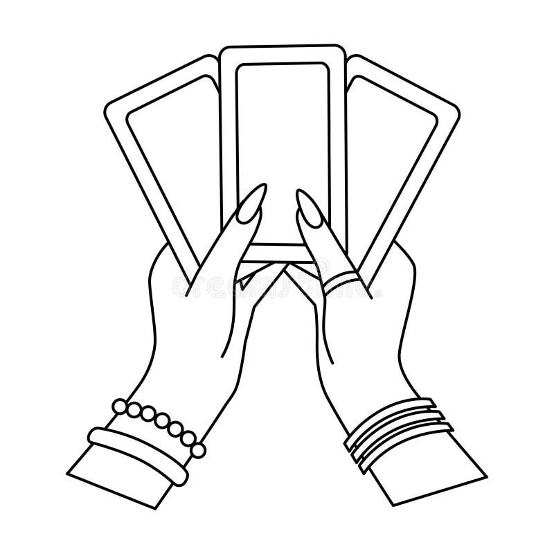Fortune Teller Holds Three Tarot Cards. Divination Reading, Predicting ...