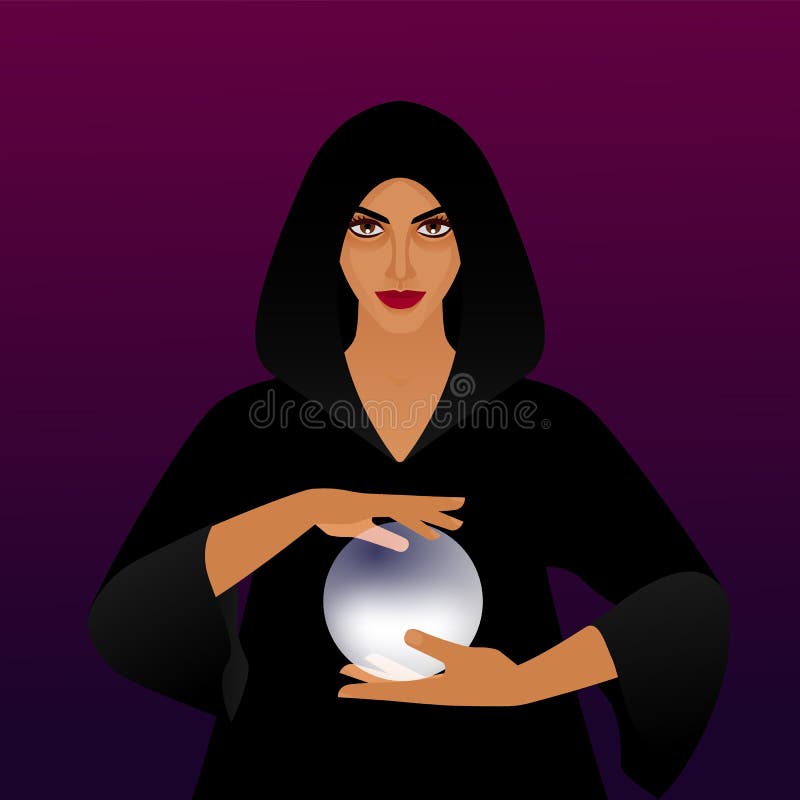 Fortune Teller with Magic Ball Stock Vector - Illustration of bright ...
