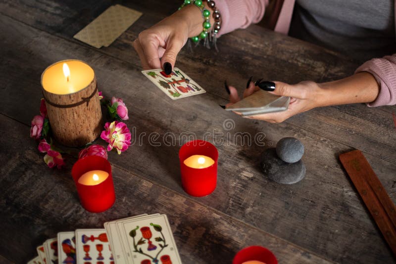 Fortune Teller Reading a Future by Tarot Cards Stock Image - Image of ...