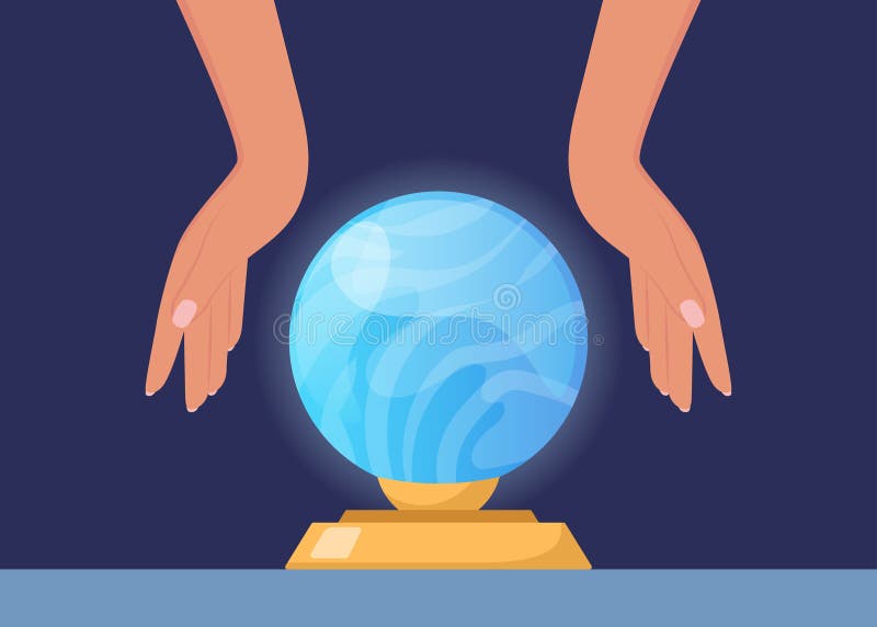 Fortune Teller S Hands Over a Crystal Ball. Predicting the Future ...