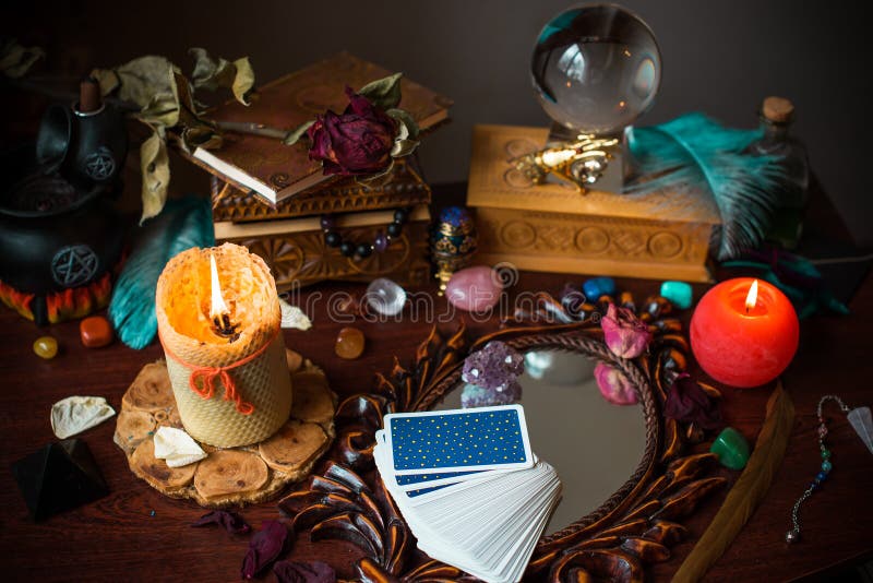 Magical Stuff on a Table, Esoteric Concept Stock Image - Image of ...