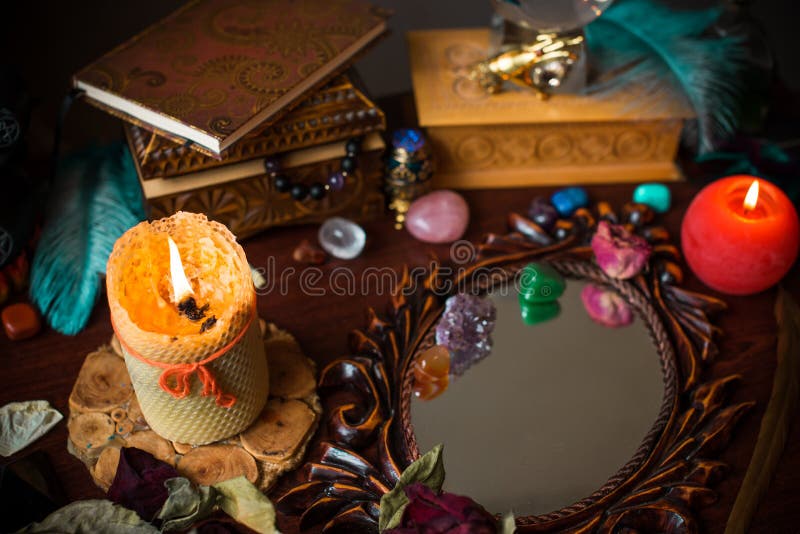 Magical Stuff on a Table, Esoteric Concept Stock Photo - Image of ...