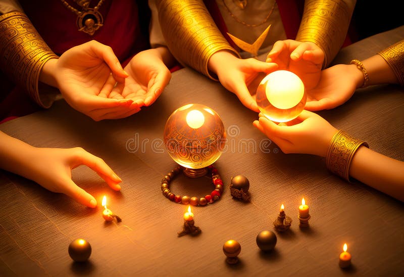 Fortune Telling Casts Spell, Witchcraft with Magic Crystal Ball in ...
