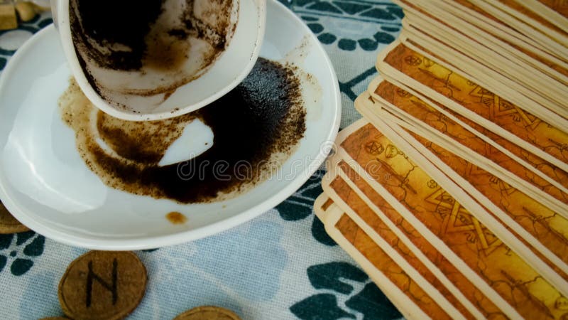 Fortune Telling Different Coffee, Tarot and Runes. Selective Focus ...