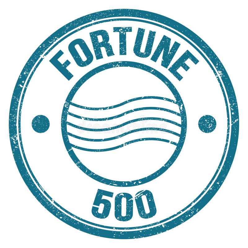 FORTUNE 500 Text on Blue Round Postal Stamp Sign Stock Illustration ...