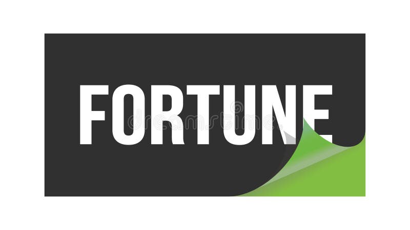 FORTUNE Text Written on Black Green Sticker Stock Image - Image of ...