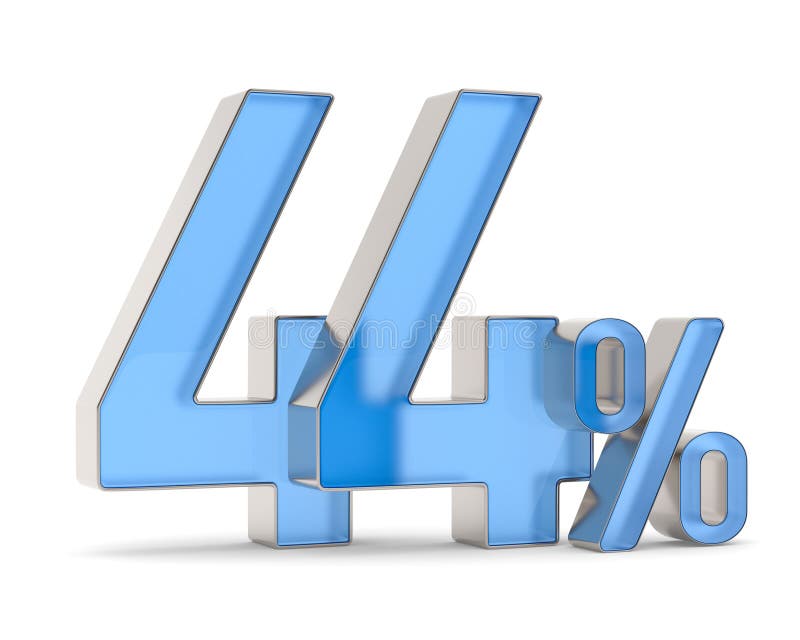 Forty Four Percent on White Background. Isolated 3D Illustration Stock ...