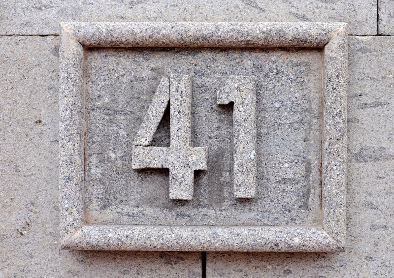 Forty-one, 41, Number Relief Gray in Stone. Stock Image - Image of ...