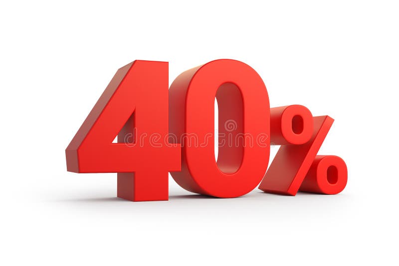 Forty Percent 3d Text Rendering on White Background. 3d Rendering. 3d ...