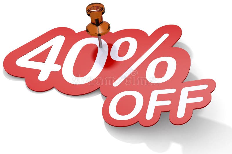 Forty Percent Off Word Pin with Thumbtack Stock Illustration ...