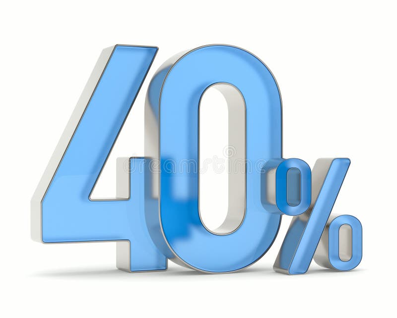 Forty Percent on White Background. Isolated 3D Illustration Stock ...