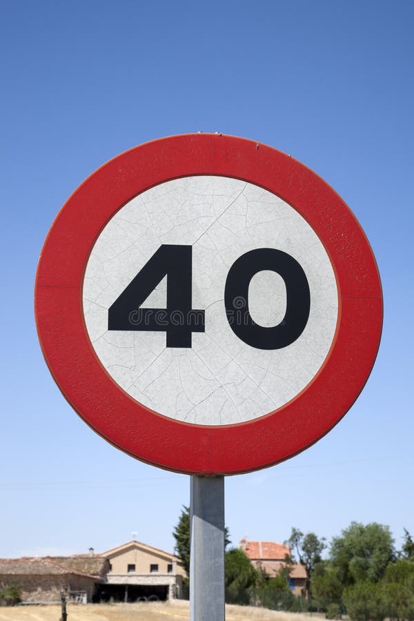 Forty Speed Sign stock photo. Image of figure, village - 88116982