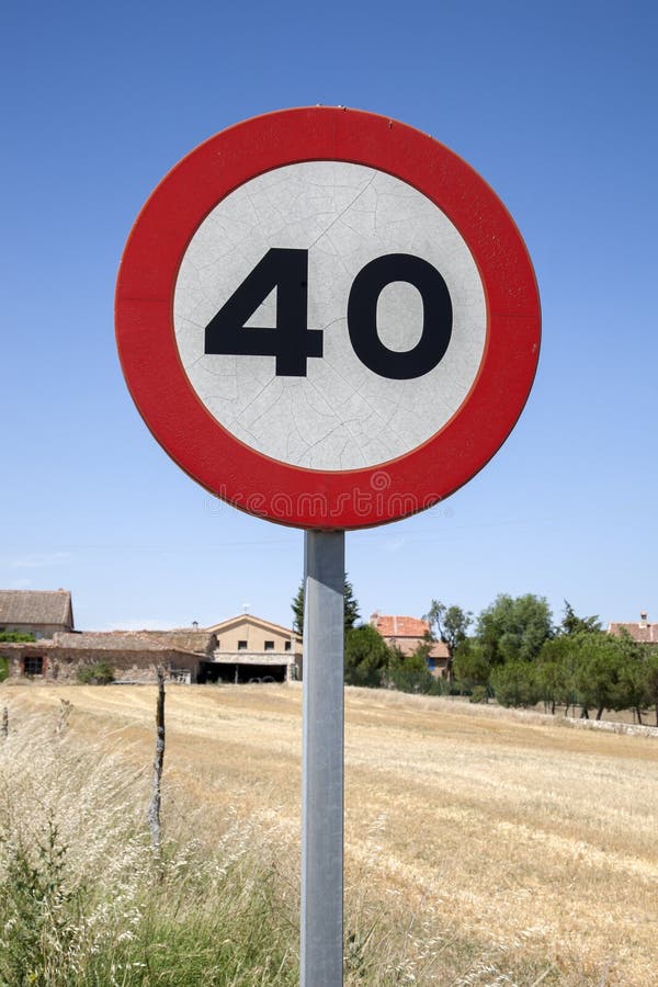Forty Speed Sign stock image. Image of forty, slow, countryside - 88117147