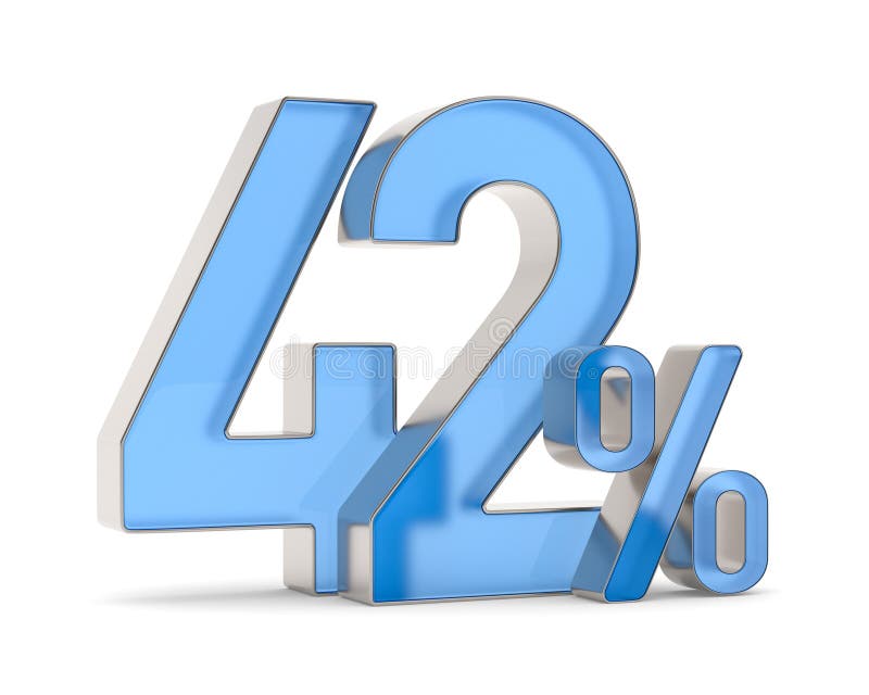 Forty Two Percent on White Background. Isolated 3D Illustration Stock ...