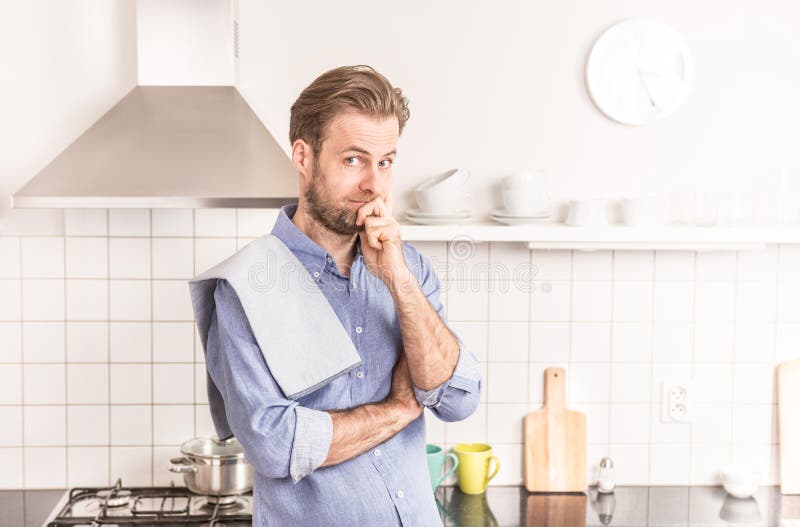 Forty Years Old Caucasian Man or Chef in the Kitchen Stock Photo ...