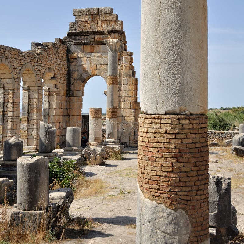 Forum Area at Volubilis Capitol Stock Image - Image of roman, stork ...