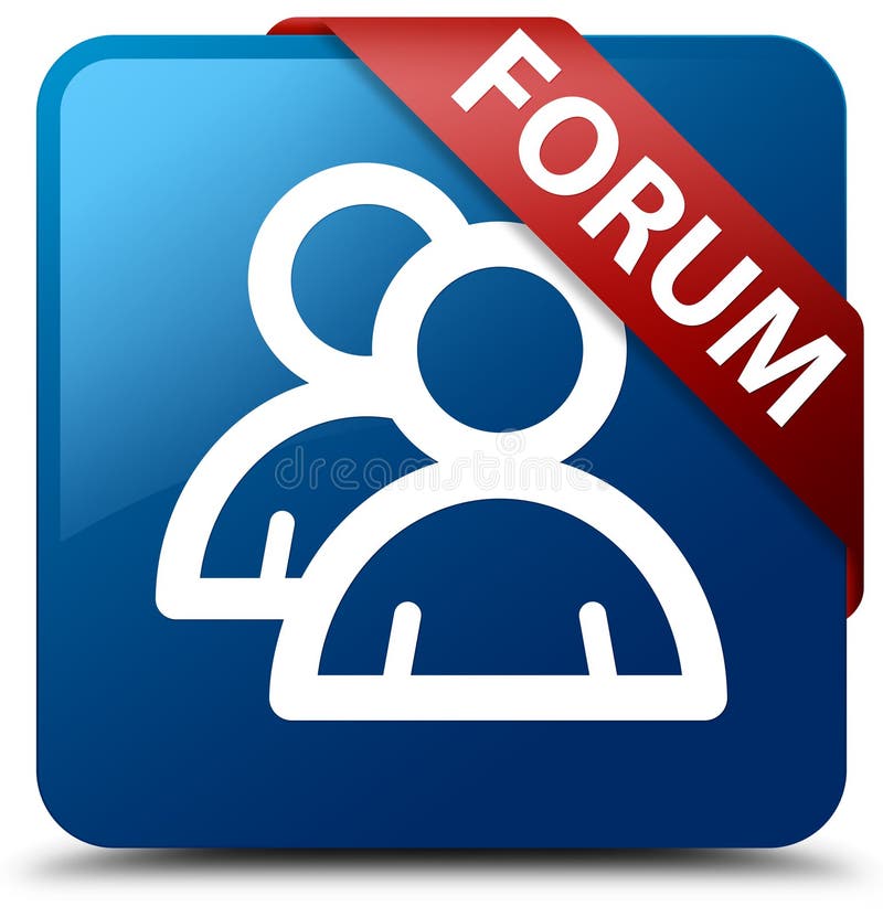 Forum (group Icon) Blue Square Button Red Ribbon in Corner Stock ...