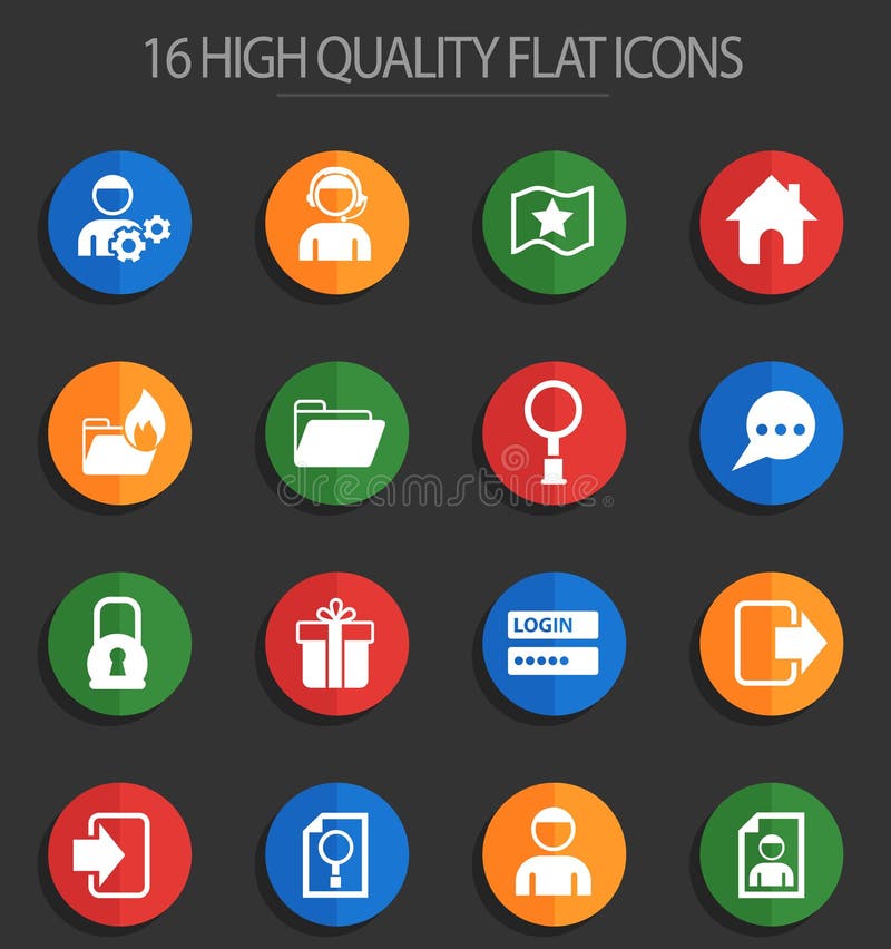 Forum Interface 16 Flat Icons Stock Vector - Illustration of operator ...
