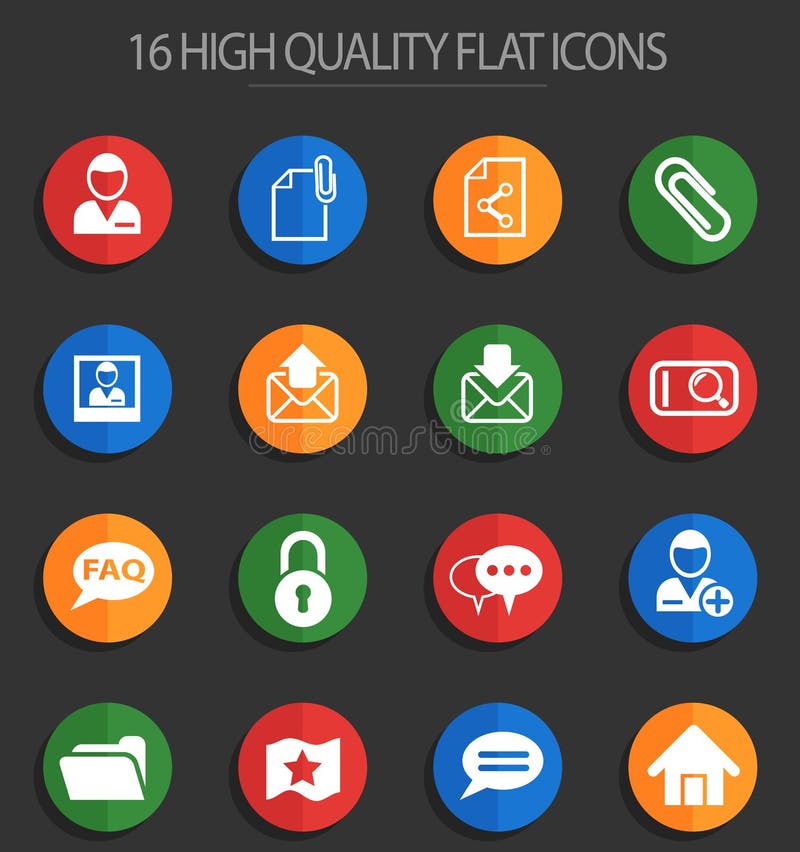 Forum Interface 16 Flat Icons Stock Vector - Illustration of flat ...