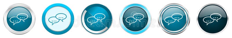 Forum Silver Metallic Chrome Border Icons in 6 Options, Set of Web Blue ...