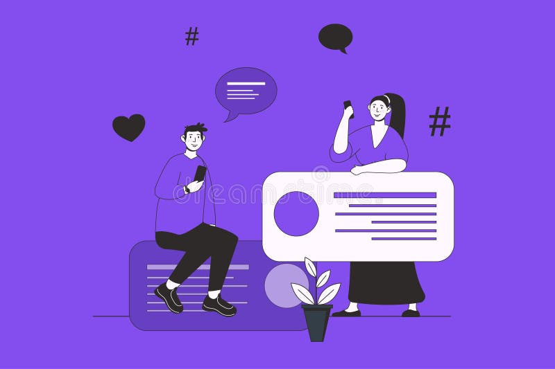 Forum Web Concept with Character Scene in Flat Design. Stock Vector ...