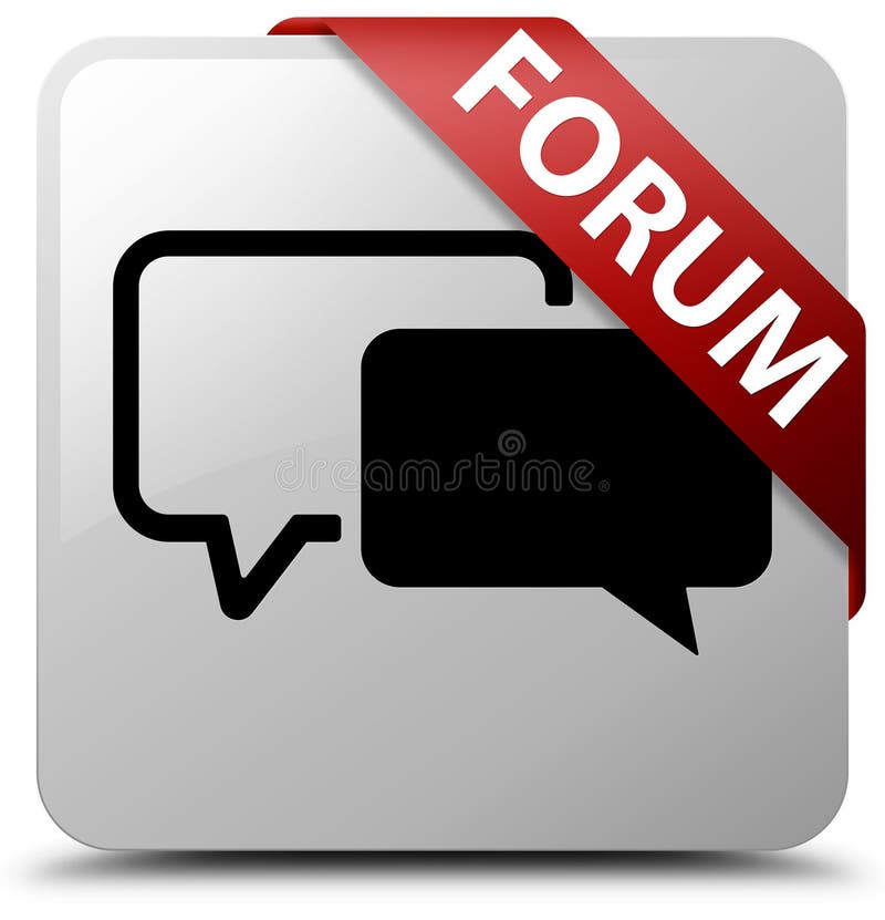 Forum White Square Button Red Ribbon in Corner Stock Illustration ...