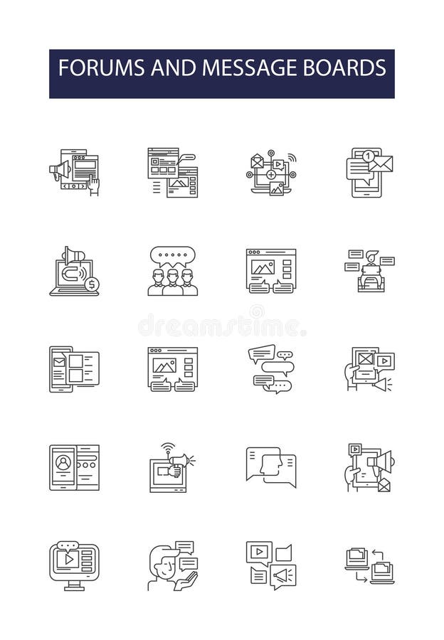 Forums and Message Boards Line Vector Icons and Signs. Forum, Board ...