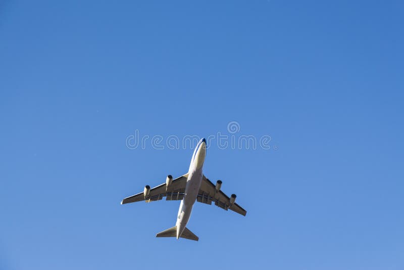Forward Airplane in Blue Sky Stock Photo - Image of airline, flight ...