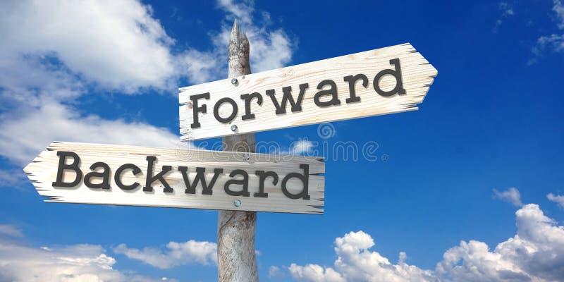 Forward or Backward - Wooden Signpost with Two Arrows Stock ...