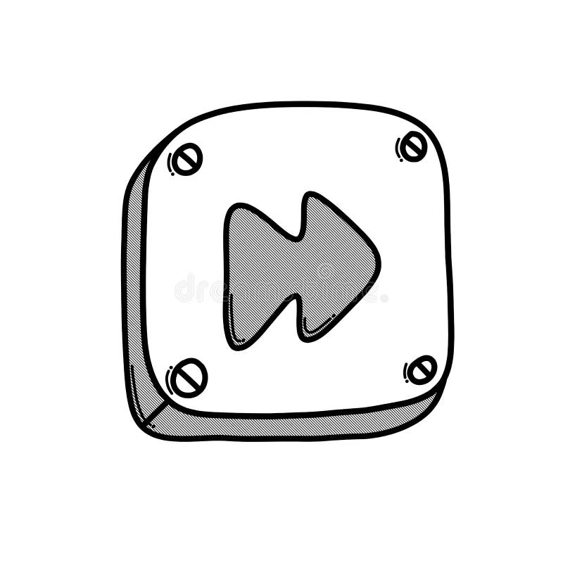 Rewind Button Doodle Vector Icon. Drawing Sketch Illustration Hand ...