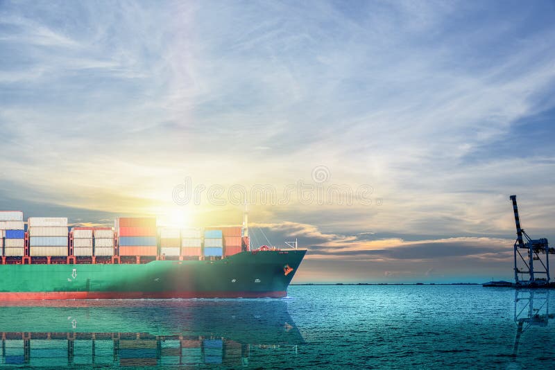 Forward Container Cargo Ship Sailing in the Sea Stock Image - Image of ...