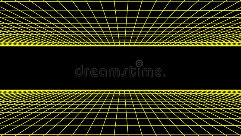 Seamless Grid Net Polygonal Wireframe Abstract Retro Tunnel Slow Motion